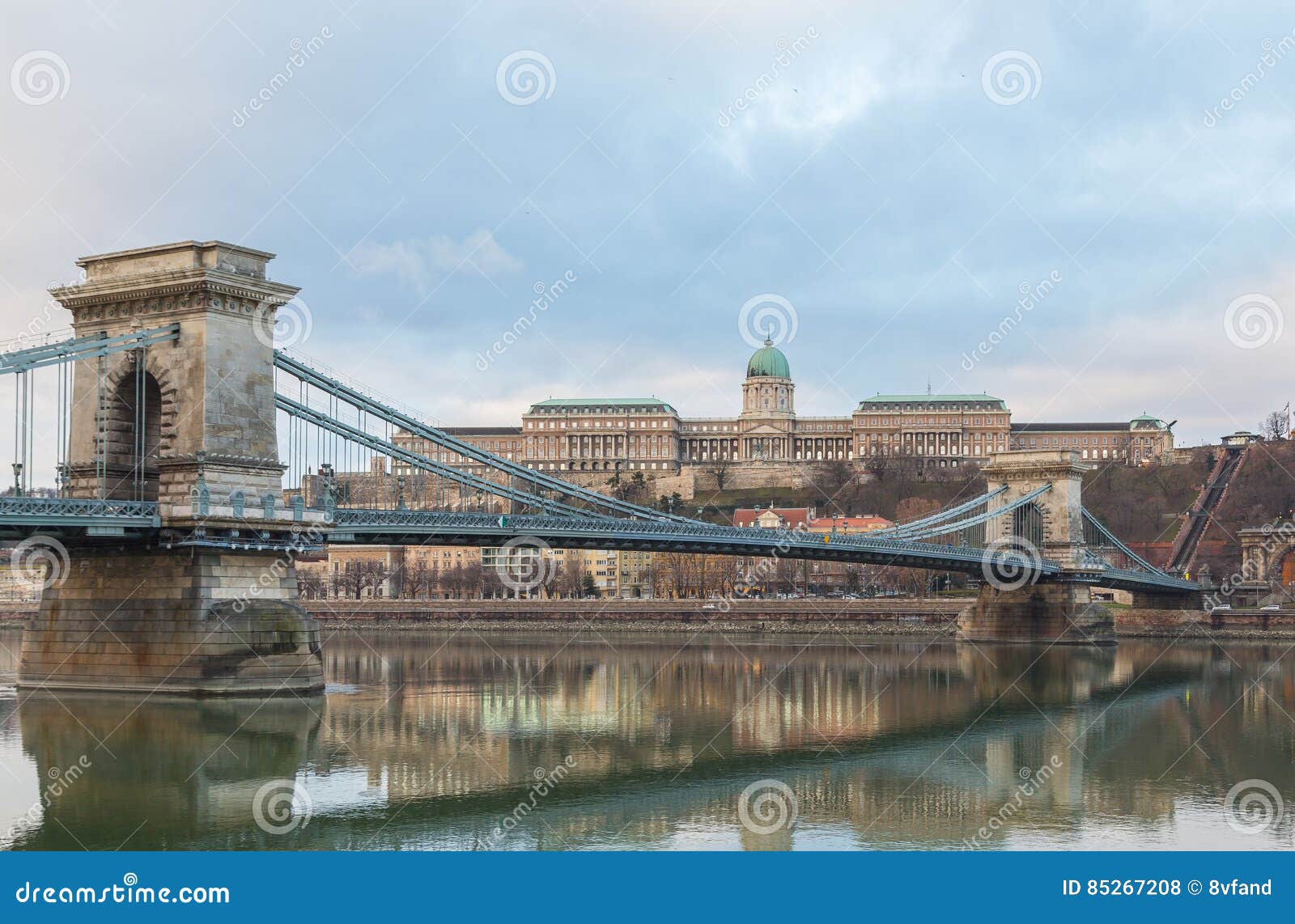 Chain Bridge with Buda Castle Hungary Budapest at Day Stock Photo ...