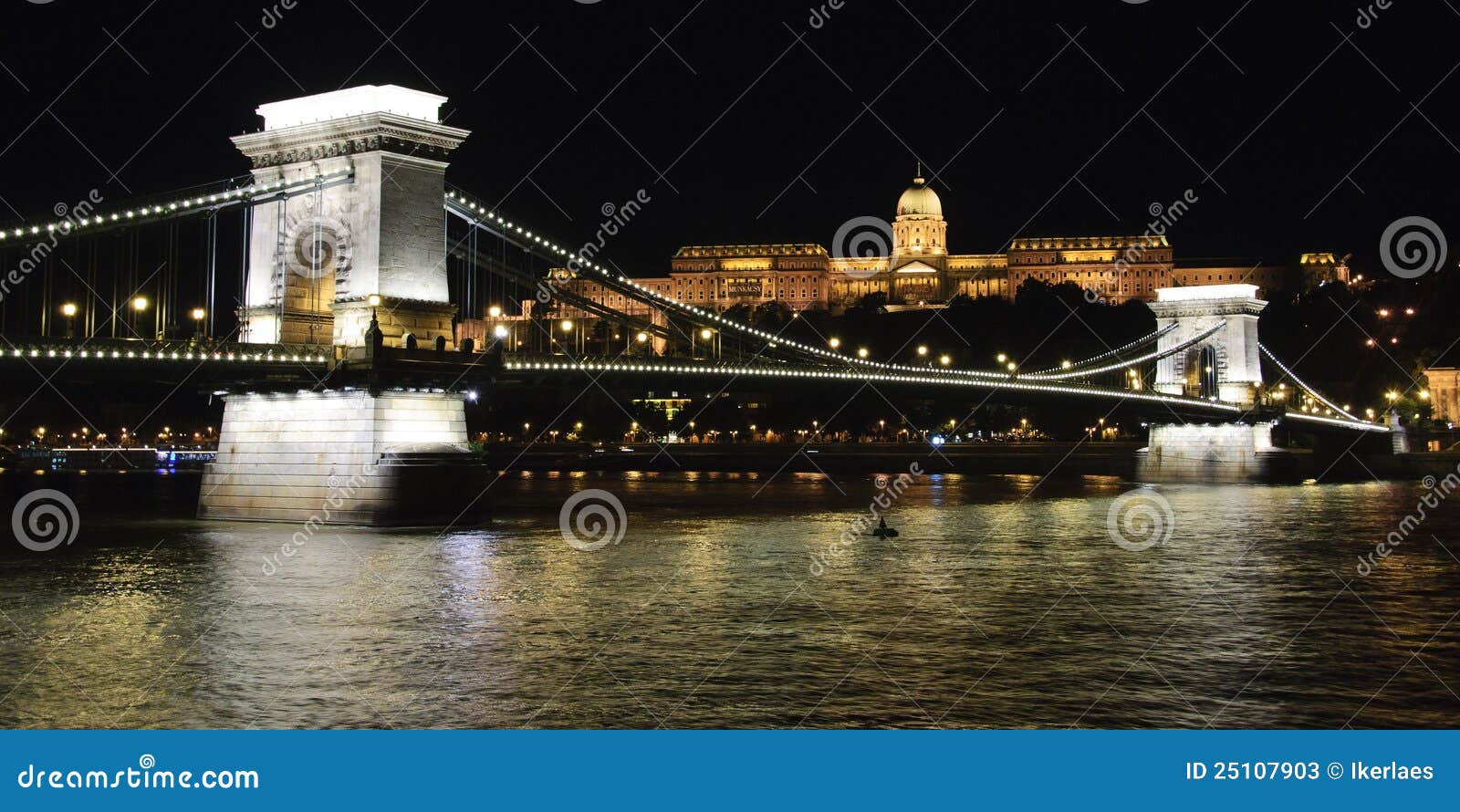 Chain Bridge and Buda Castle at Night Stock Image - Image of ...