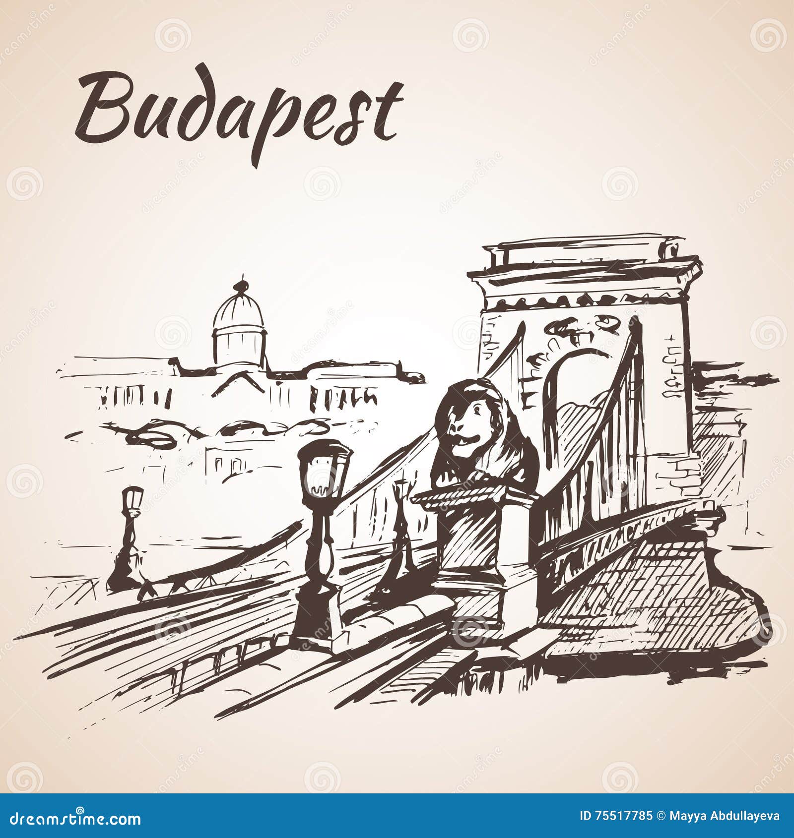 Chain Bridge - Budapest, Hungary. Stock Vector - Illustration of ...