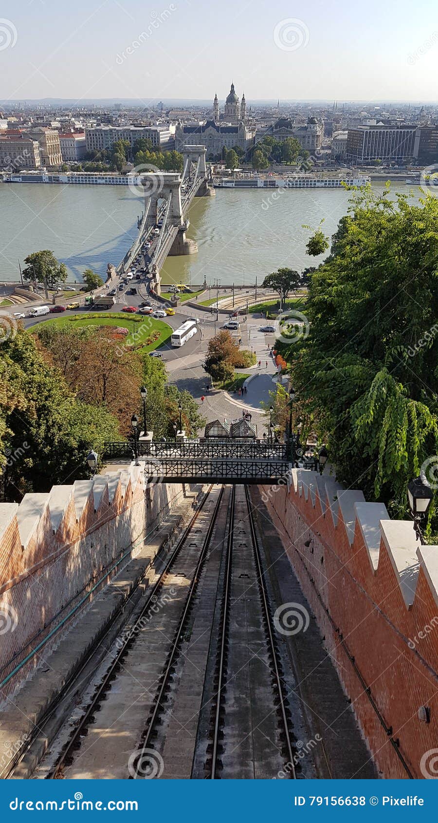 Chain Bridge and Hill Funicularin Budapest Editorial Stock Photo ...