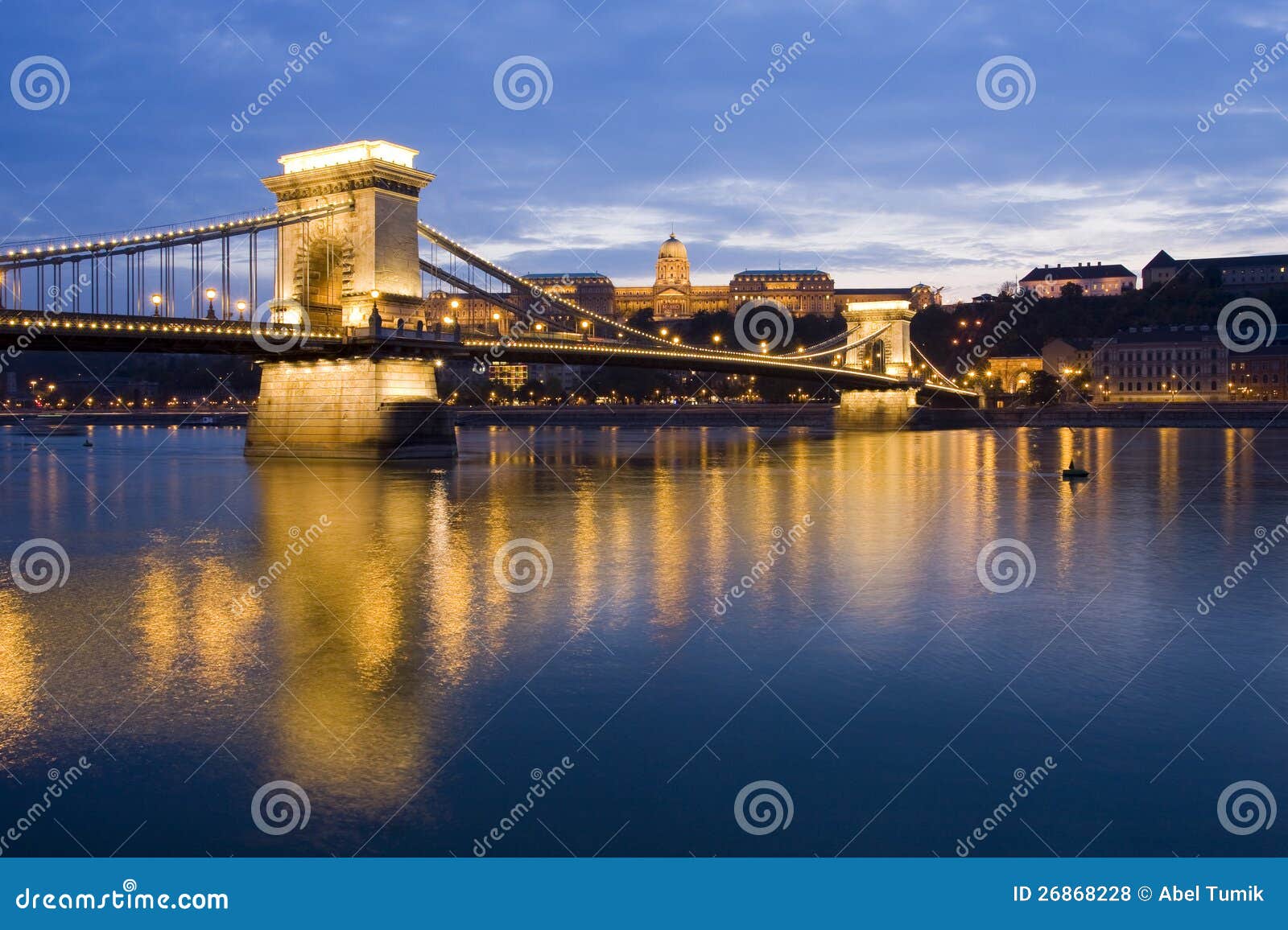 Chain Bridge at night stock photo. Image of town, cityscape - 26868228
