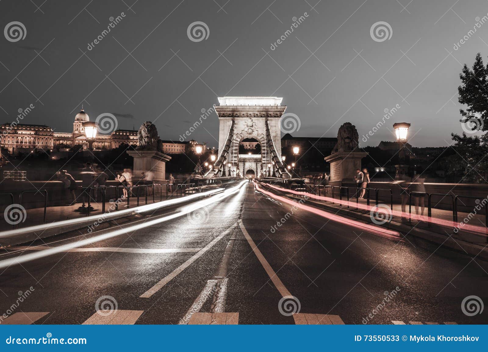 Chain bridge at night stock image. Image of castle, capitol - 73550533