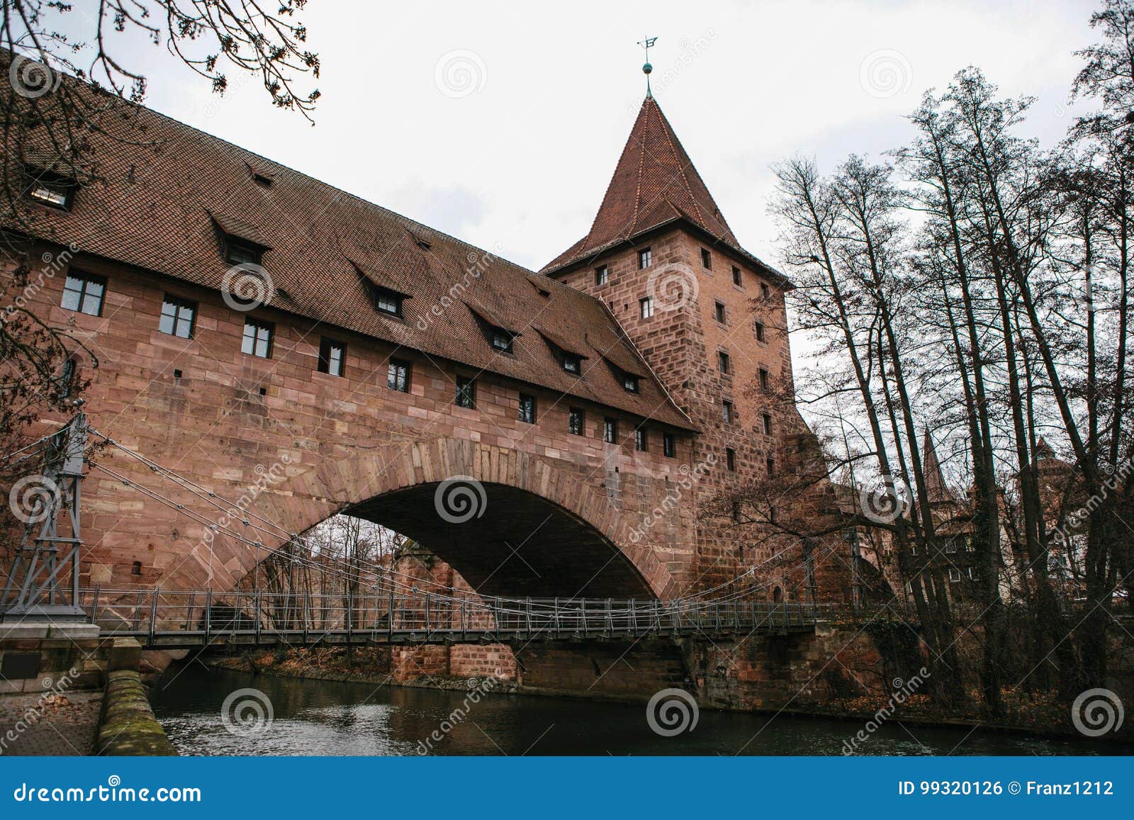 Chain Bridge in Nuremberg, Germany Stock Photo - Image of historic ...