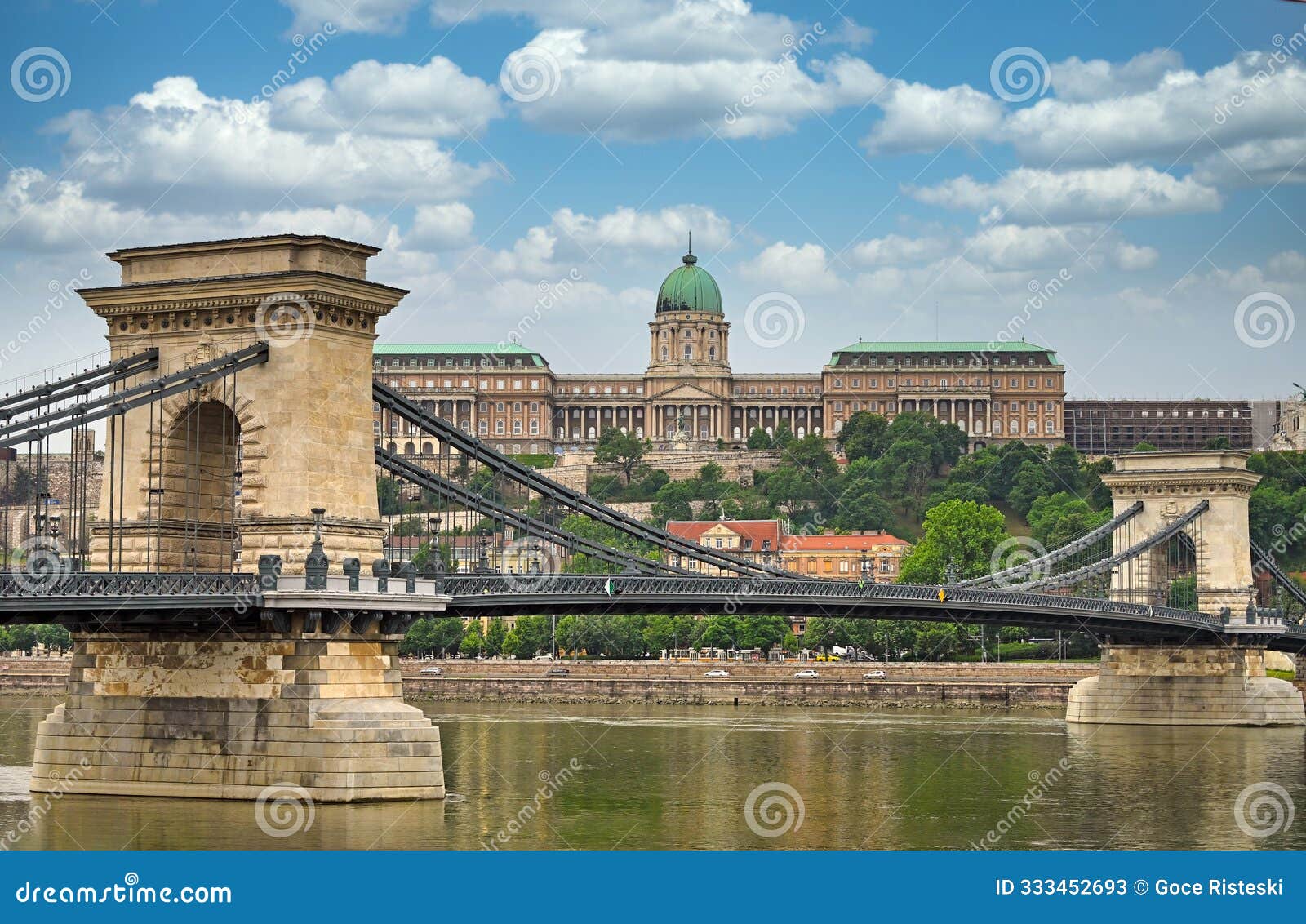 Chain Bridge and the Royal Palace or the Buda Castle,Budapest Stock ...