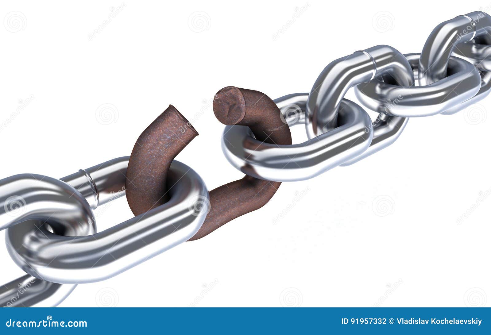 Chain and Broken Corrosion Link Stock Illustration - Illustration of ...