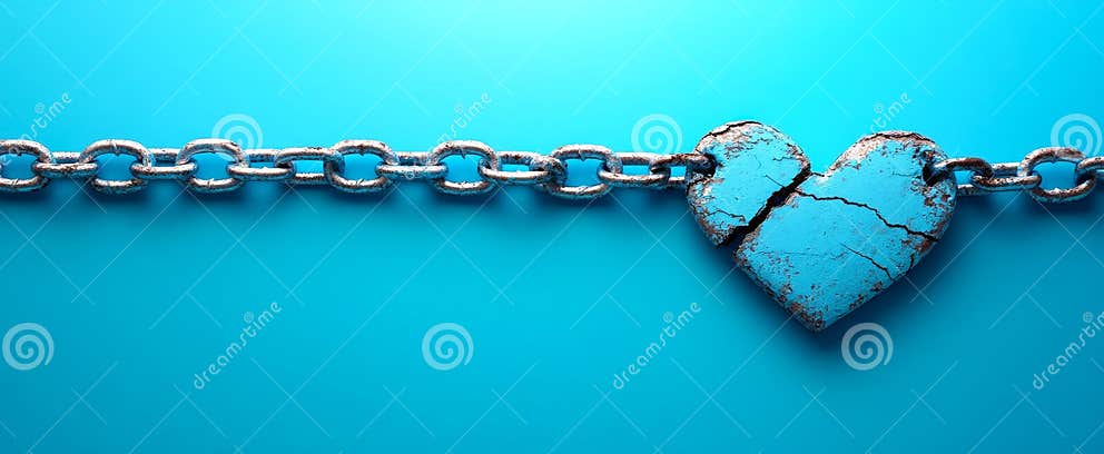 A Chain with a Broken Heart on it Stock Photo - Image of iron, protect ...