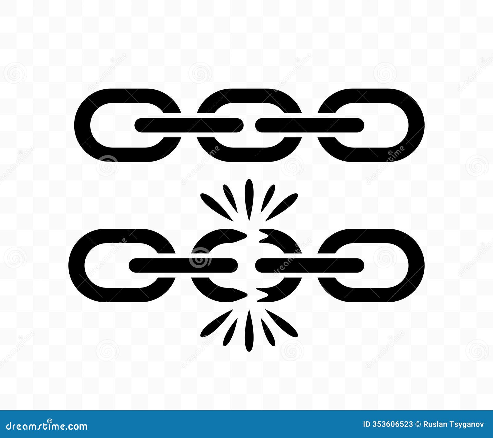 Chain and Broken or Torn Chain, Graphic Design Stock Illustration ...