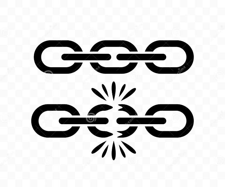 Chain and Broken or Torn Chain, Graphic Design Stock Illustration ...
