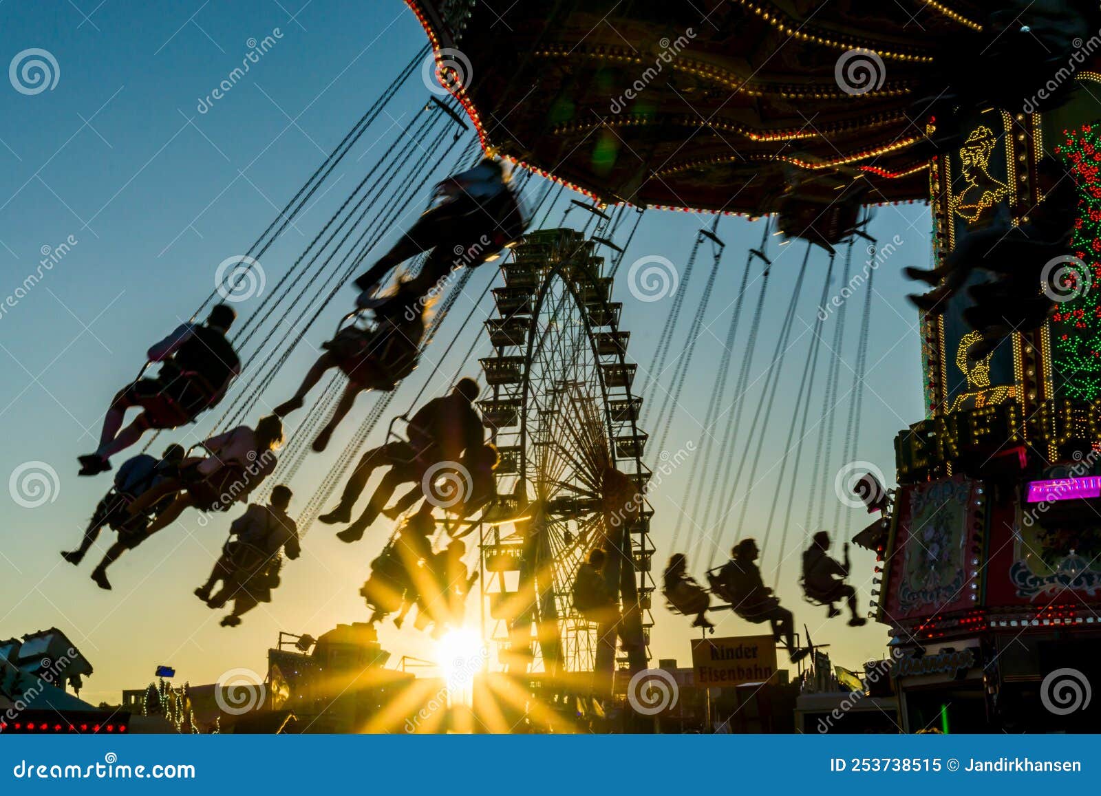 Chain Carousel In City Park In Sunny Summer Stock Image | CartoonDealer ...
