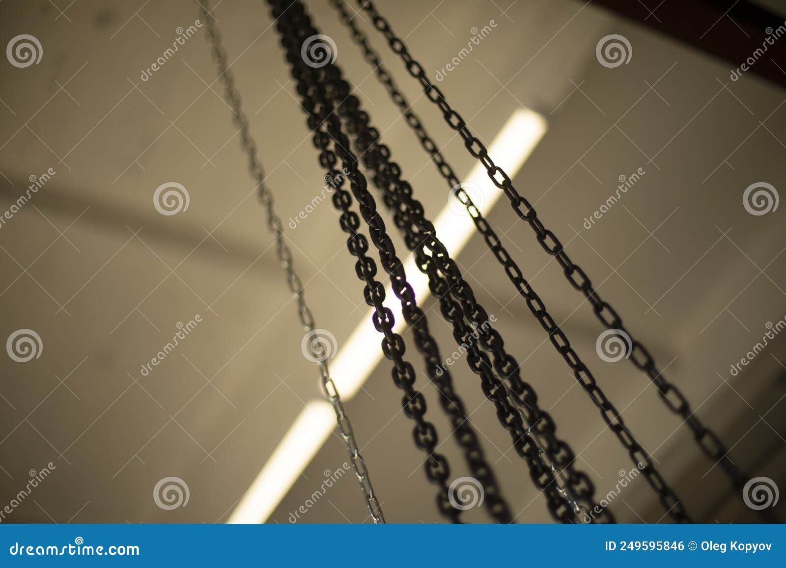 Chain On Ceiling. Chains Hang On Steel Beam Stock Image | CartoonDealer ...