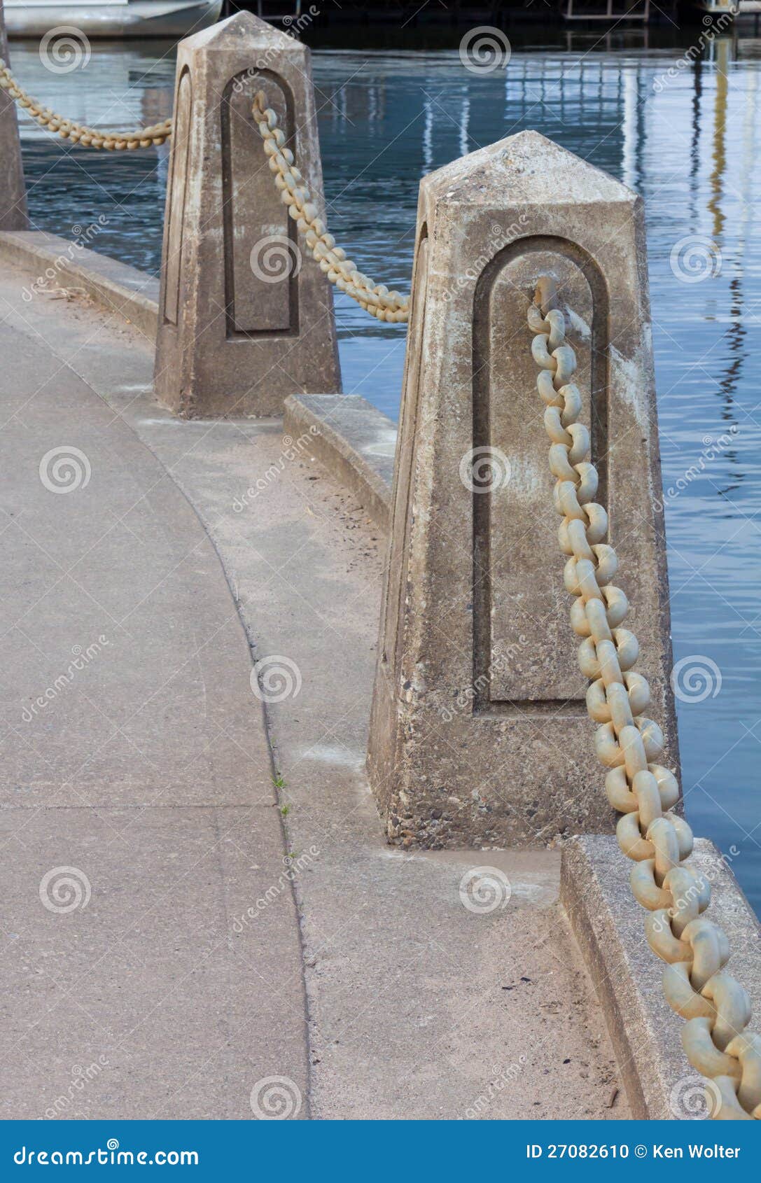 Chain and Cement Barrier stock photo. Image of river - 27082610