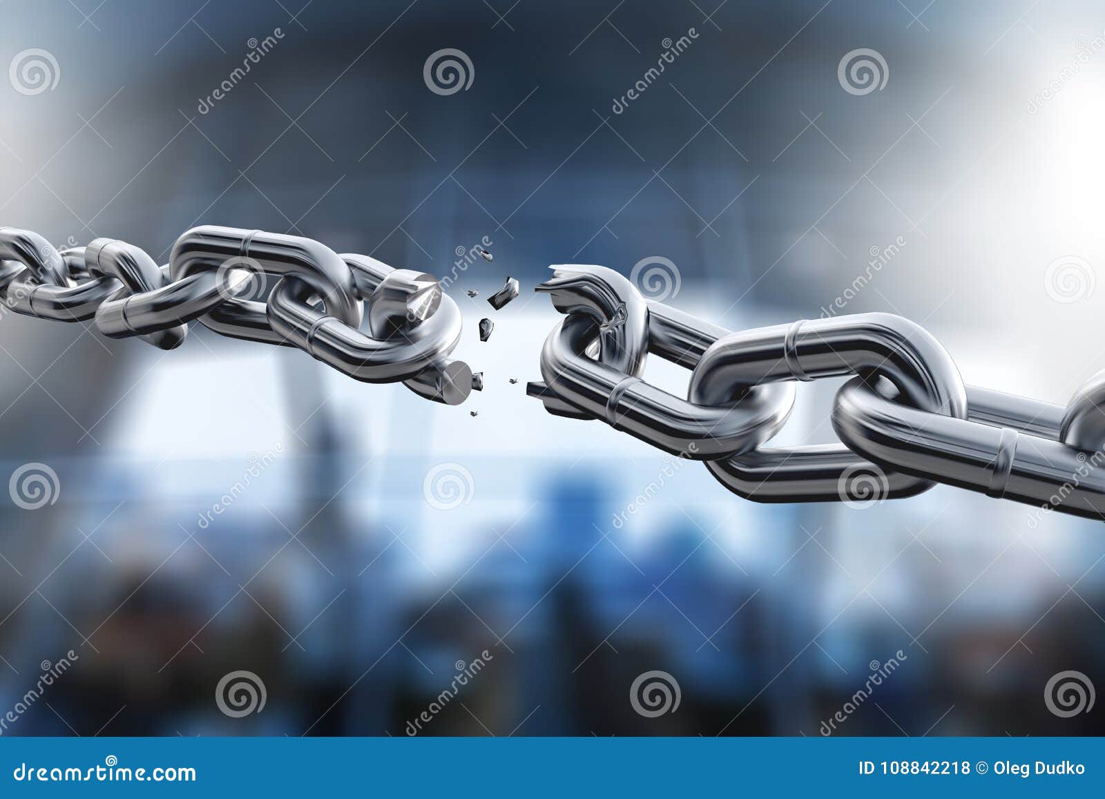 Separation Chain Links Break Apart Dividing Pulling Away Stock Photo ...