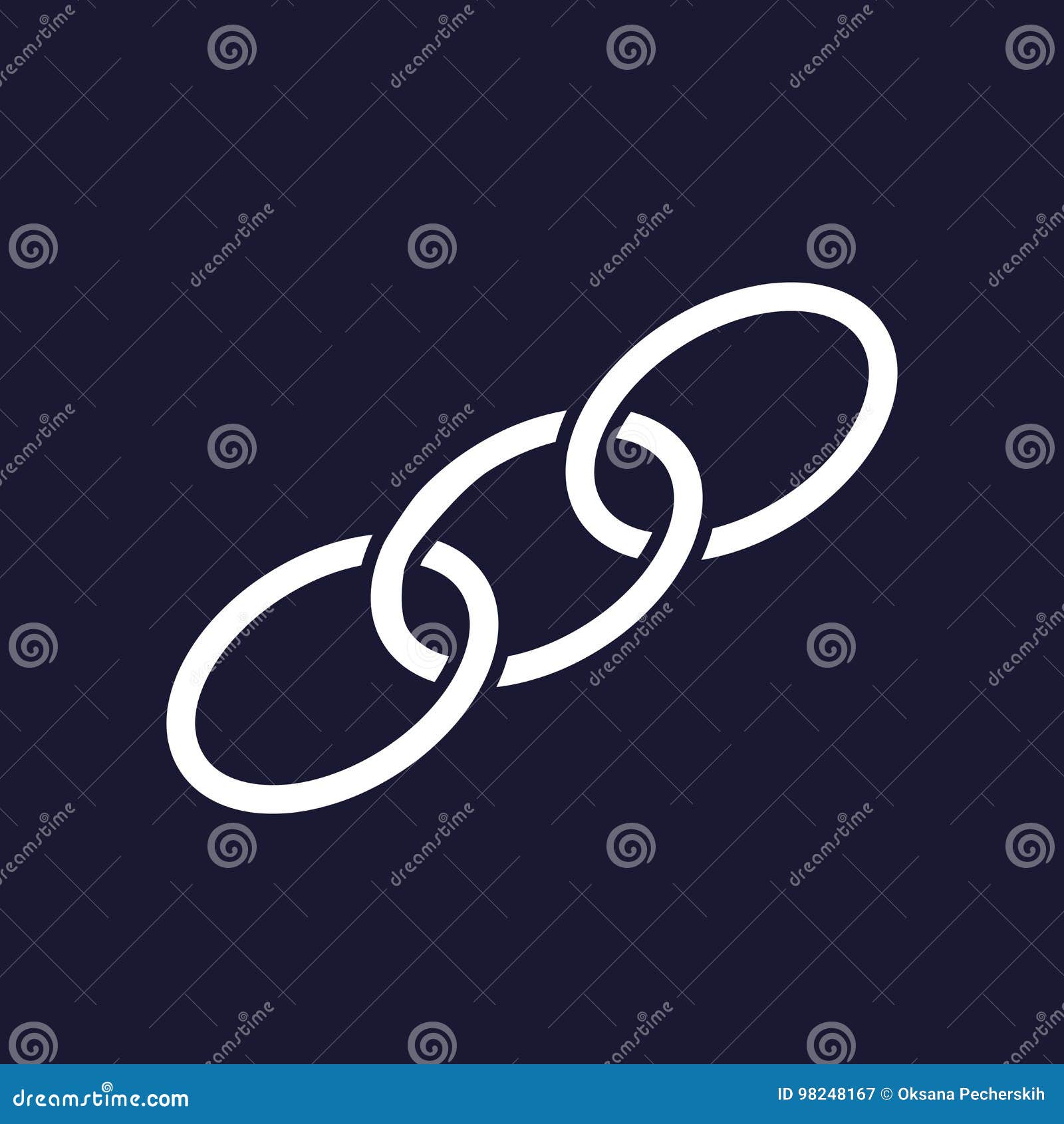 Chain, Chain Links. Vector Icon on Dark Blue Background Stock Vector ...