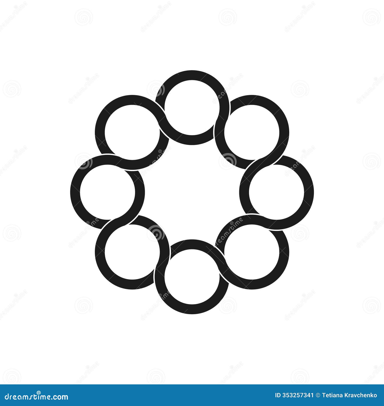 Chain Circle Icon. Black Ring Pattern. Intertwined Loop Shapes ...