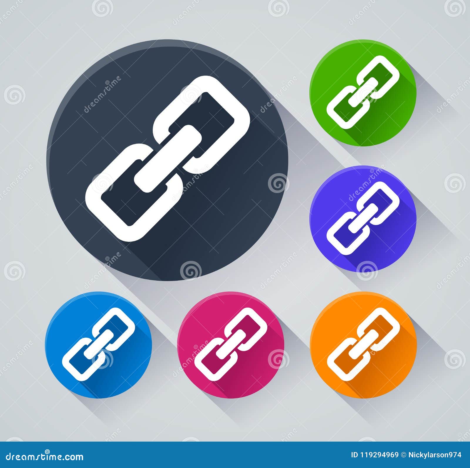 Chain Circle Icons with Shadow Stock Vector - Illustration of purple ...