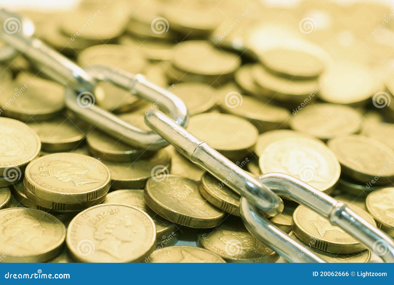 Chain and Coins stock photo. Image of money, connect - 20062666