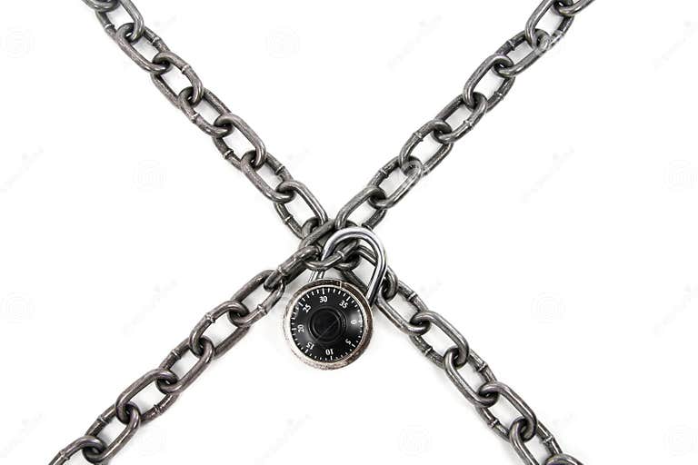 Chain and combination lock stock photo. Image of chained - 1551558