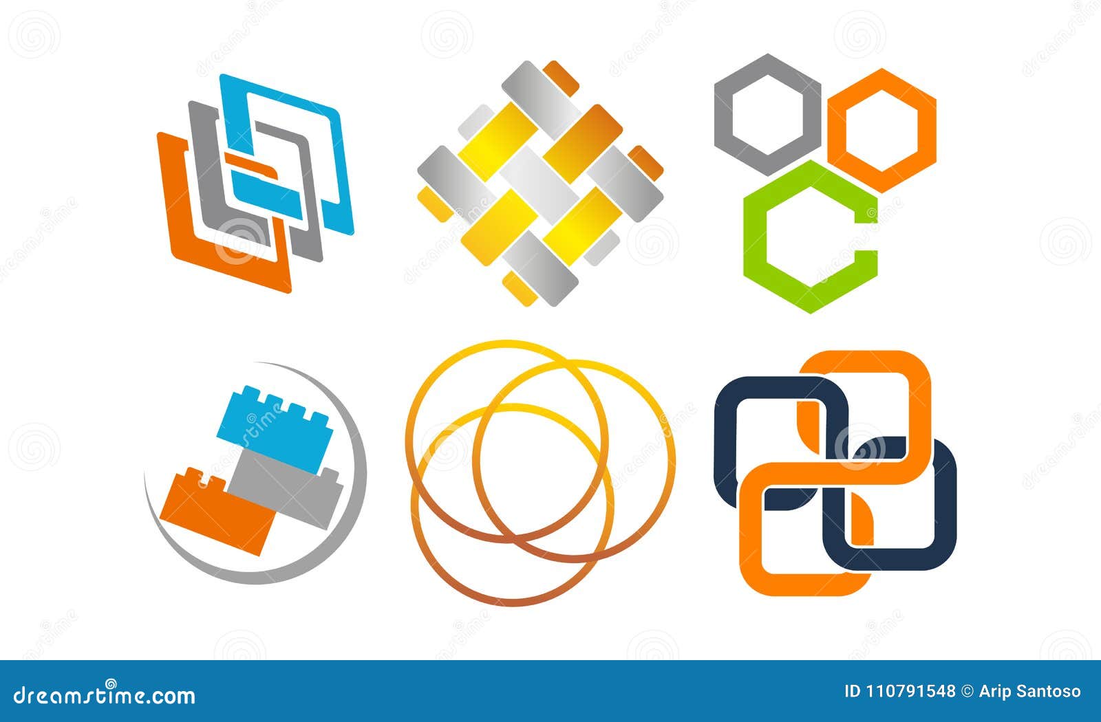 Chain Connections Template Set Stock Vector - Illustration of digital ...