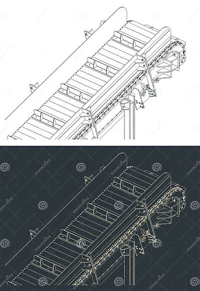 Chain Conveyor Close Up Drawings Stock Vector - Illustration of ...