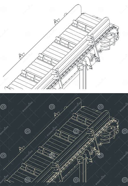 Chain Conveyor Close Up Drawings Stock Vector - Illustration of ...
