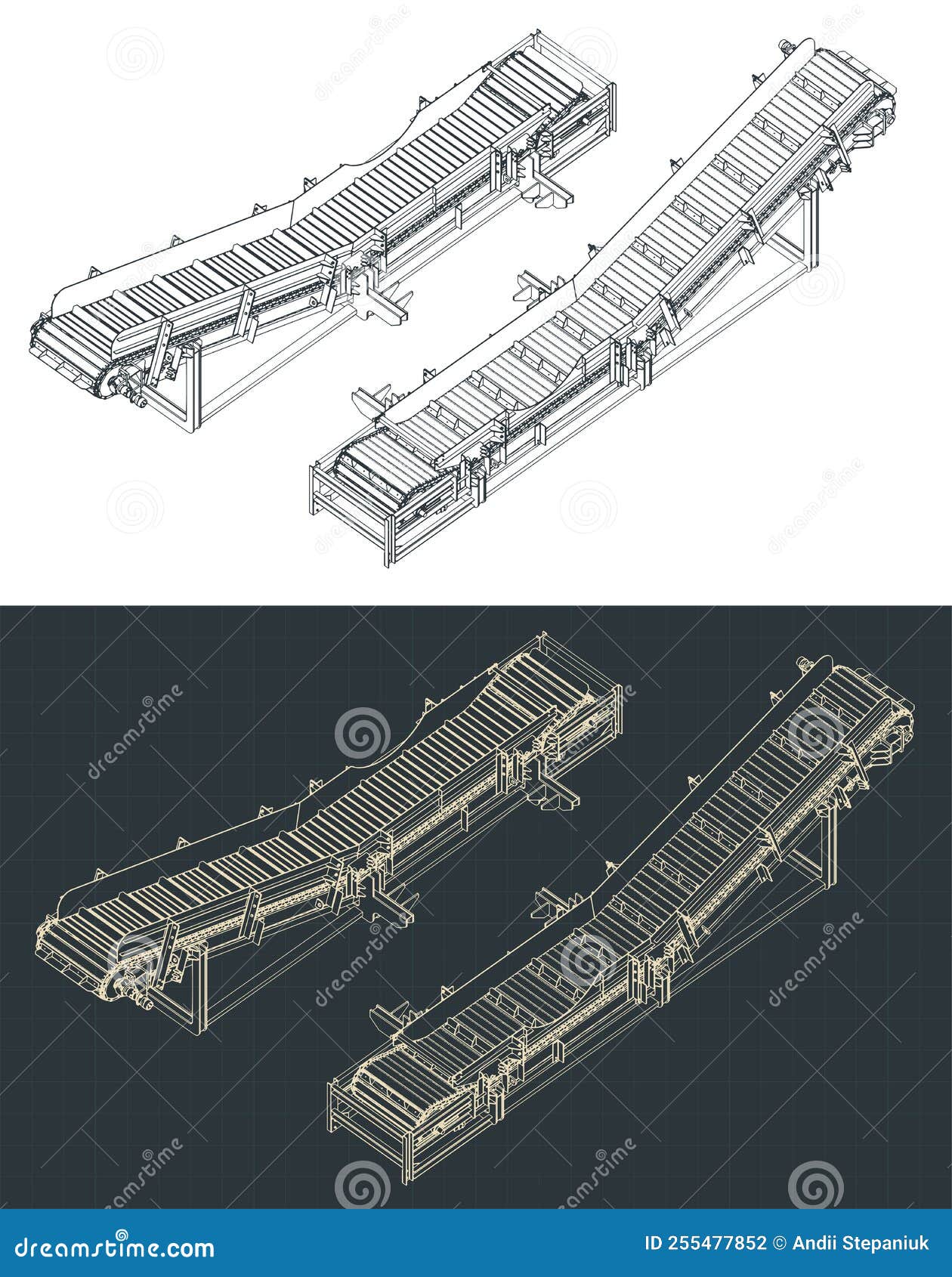 Chain Conveyor Isometric Blueprints Stock Vector - Illustration of ...