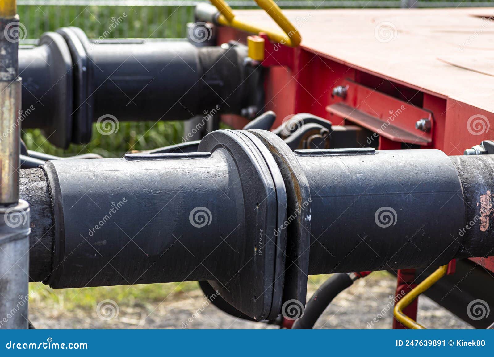 Chain Coupler Connecting Freight Wagons, Large Wagon Buffers Visible ...