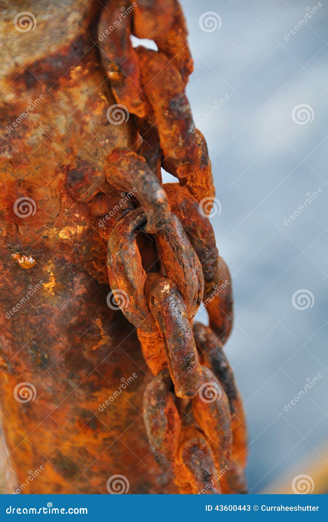 Chain Damaged from Many Rust, an Old Rusty Naval Chain. Stock Image ...