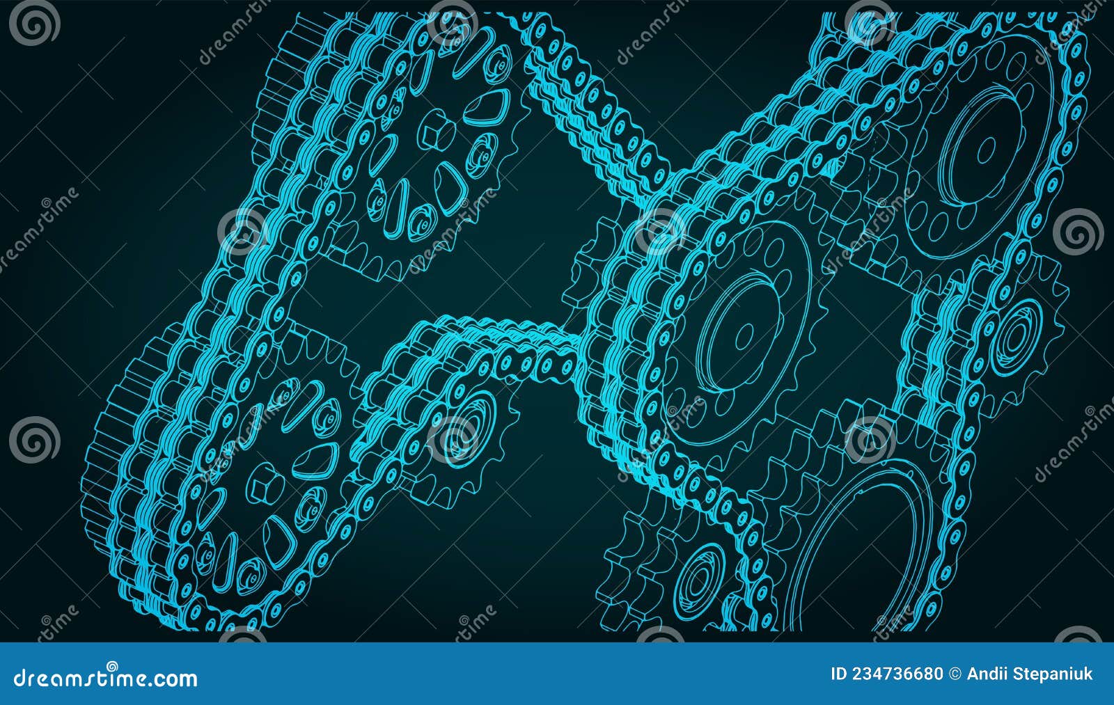 Chain Drive and Gears Closeup Stock Vector - Illustration of garage ...