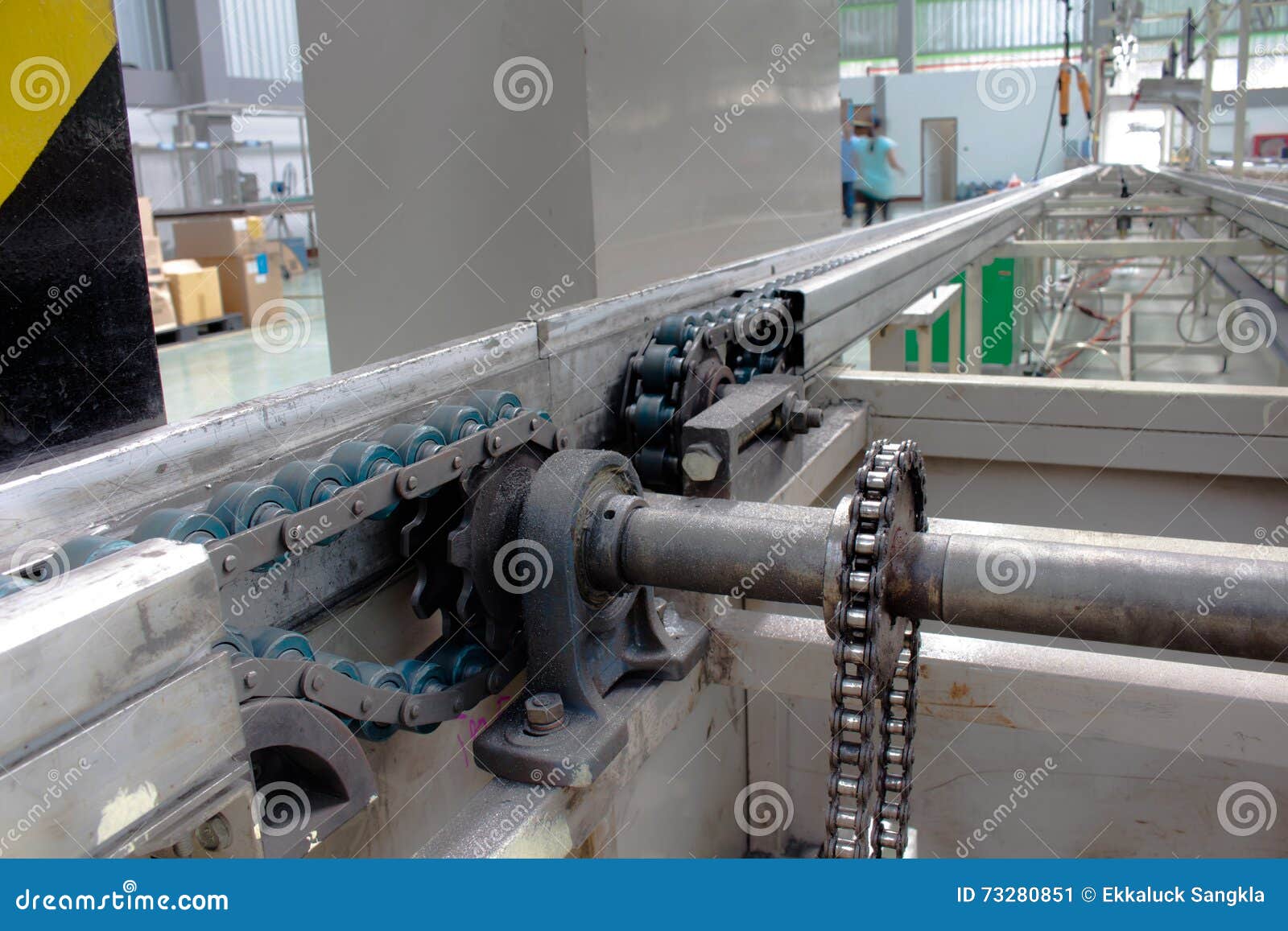 The Chain Drive Shaft Line Conveyor Industrial Stock Image - Image of ...