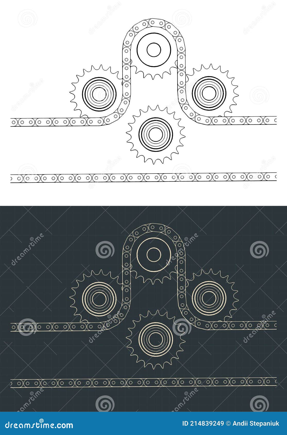 Chain Drive and Sprocket Blueprints Stock Vector - Illustration of ...