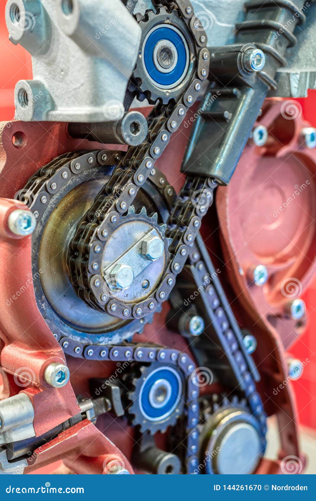 The Chain of Drive Timing of the Internal Combustion Engine Stock Photo ...