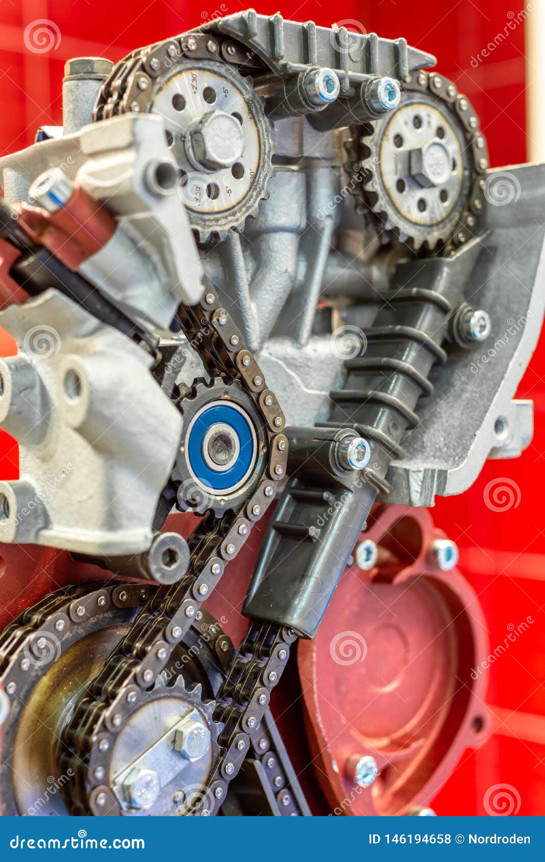 The Chain of Drive Timing of the Internal Combustion Engine Stock Photo ...