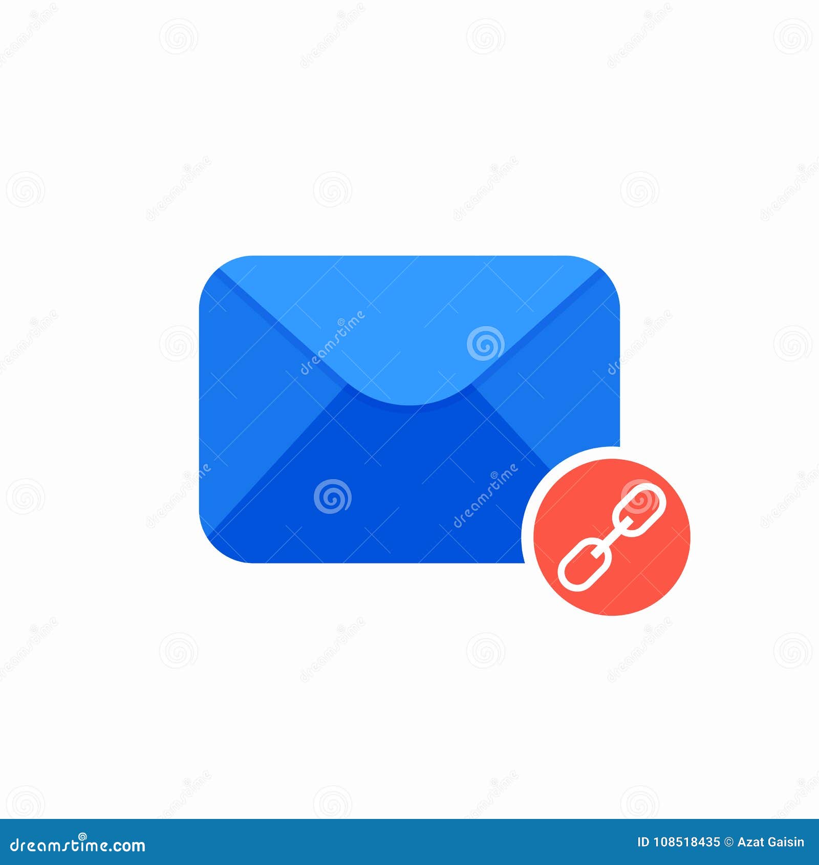 Chain Email Envelope Link Mail Icon Stock Vector - Illustration of flat ...