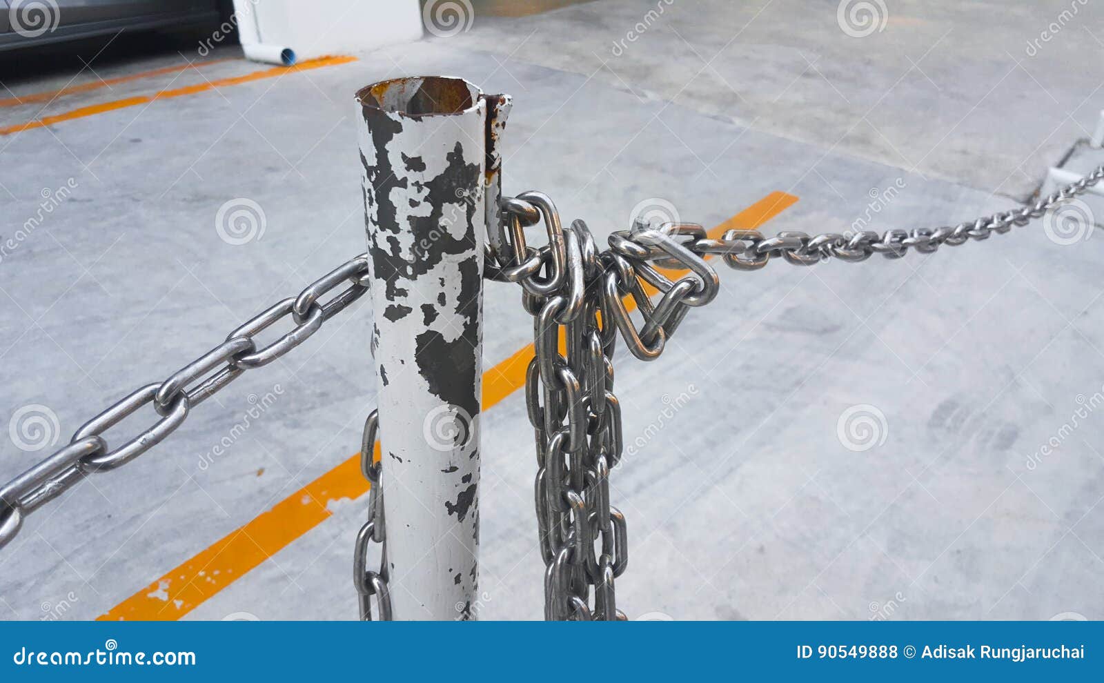 Chain fence and poles stock photo. Image of black, detail - 90549888