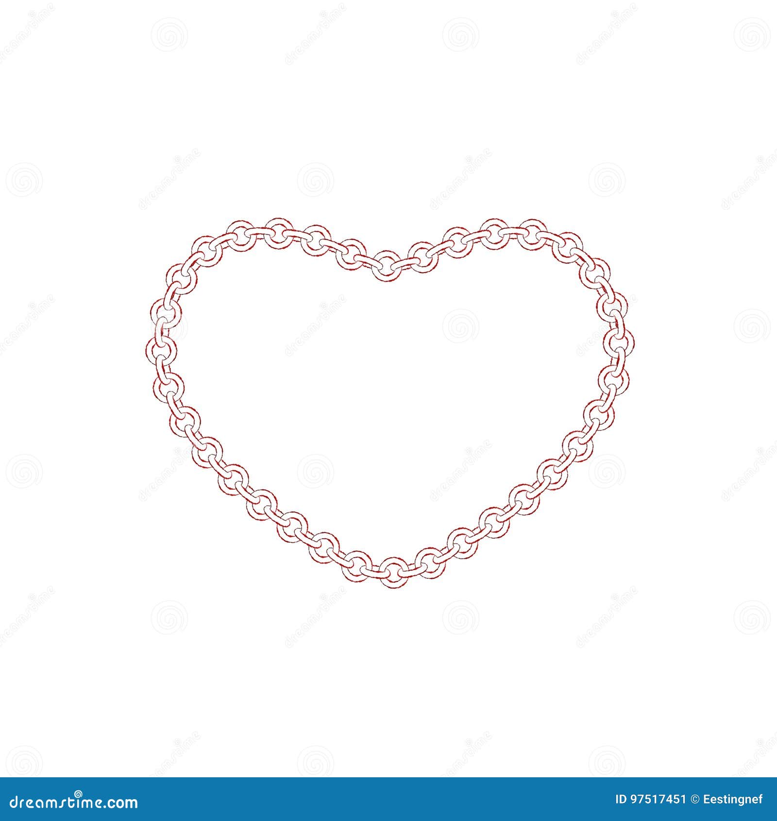 Chain Frame.Heart. Isolated on White Background.Sketch Illustration ...