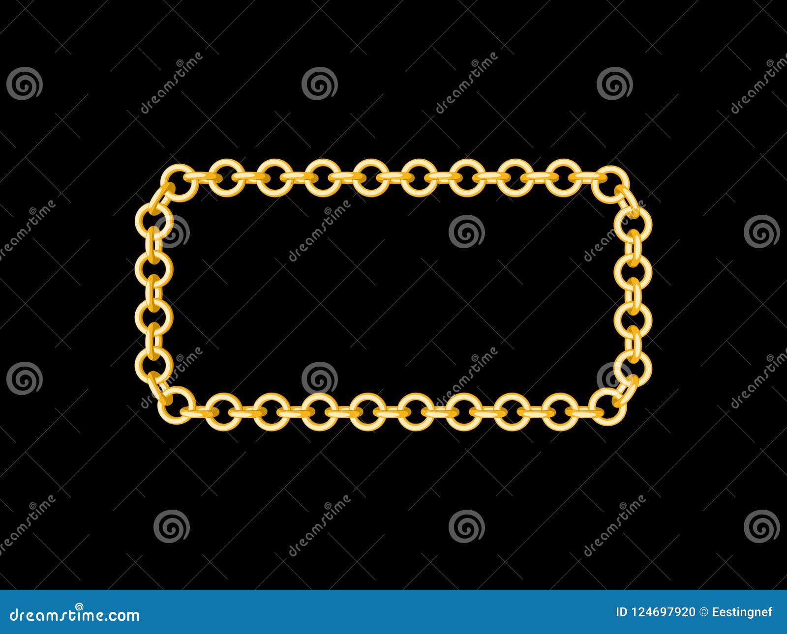 Chain Frame.Rectangle.Isolated on Black Background. Cartoon Style ...