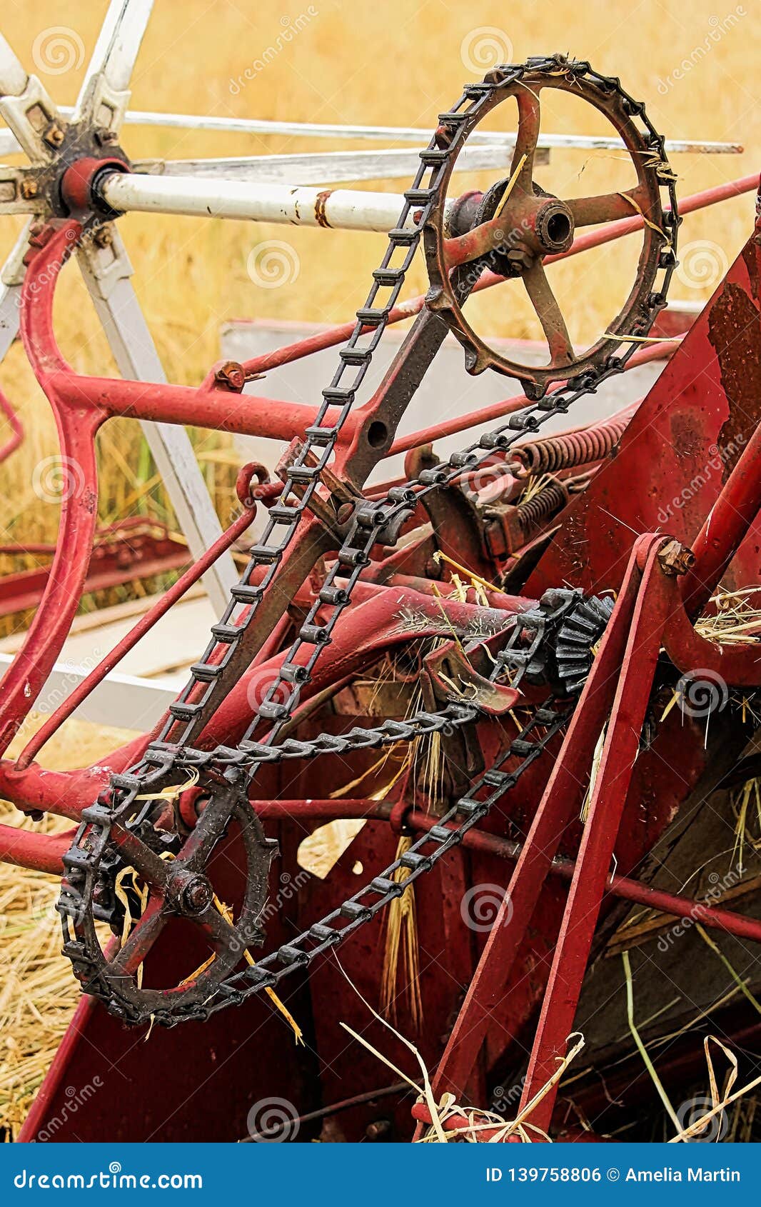 The Chain and Gears on an Old Swather Stock Photo - Image of farmer ...