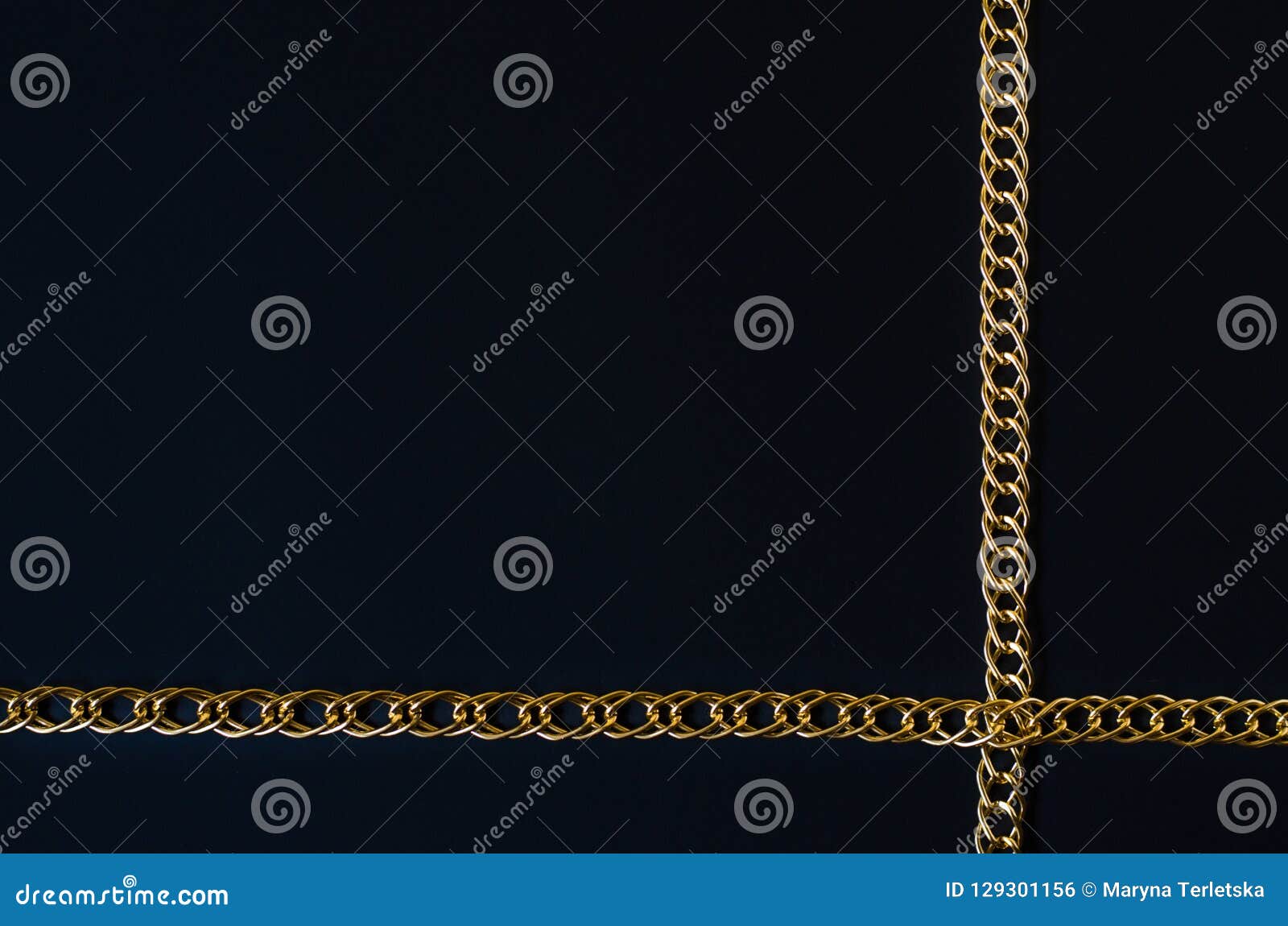 Chain of Gold Color on a Black Background. Stock Photo - Image of ...