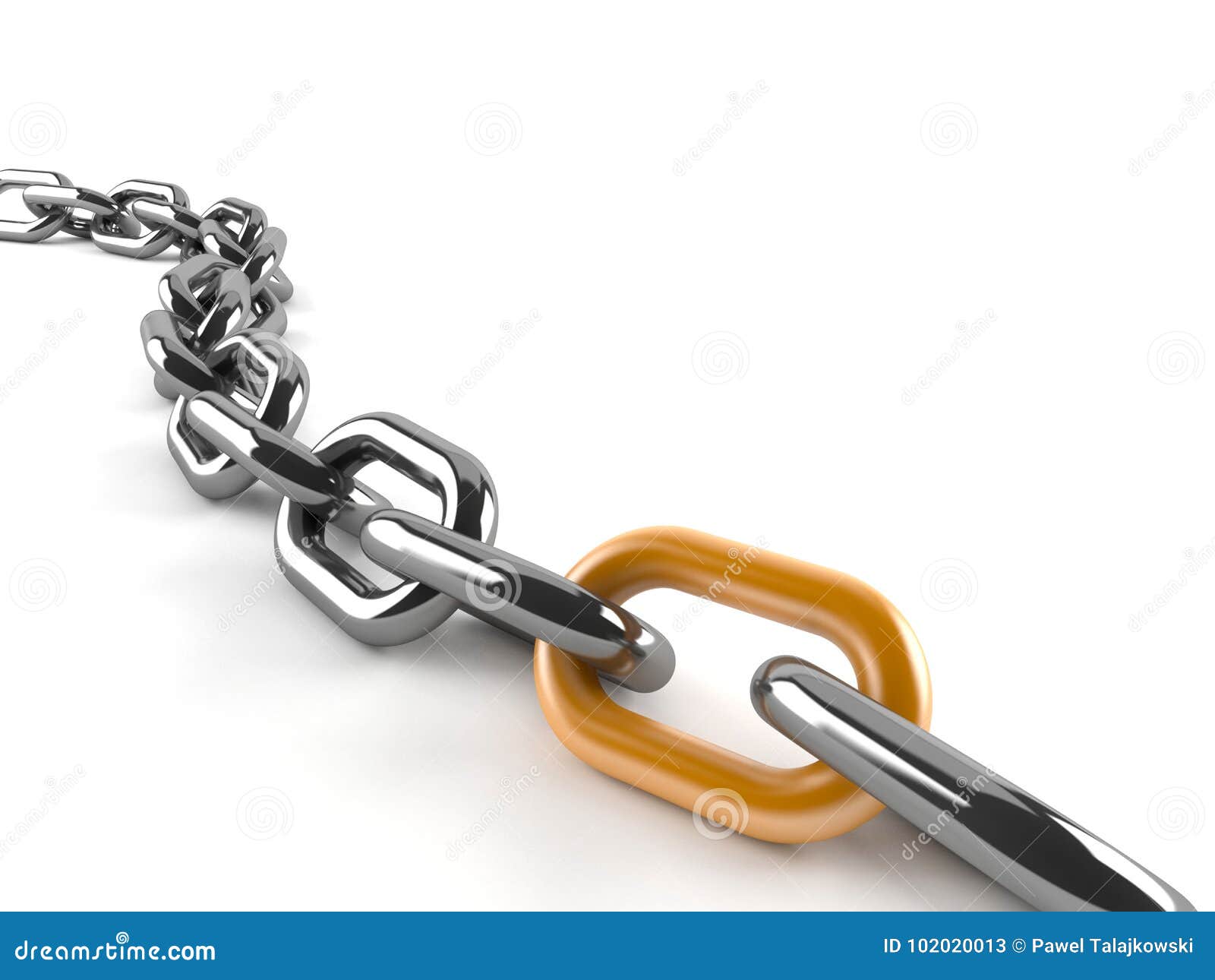 Chain with golden link stock illustration. Illustration of connection ...