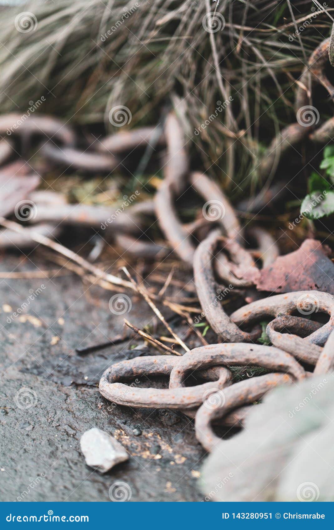 Chain on the ground stock image. Image of dirty, rust - 143280951
