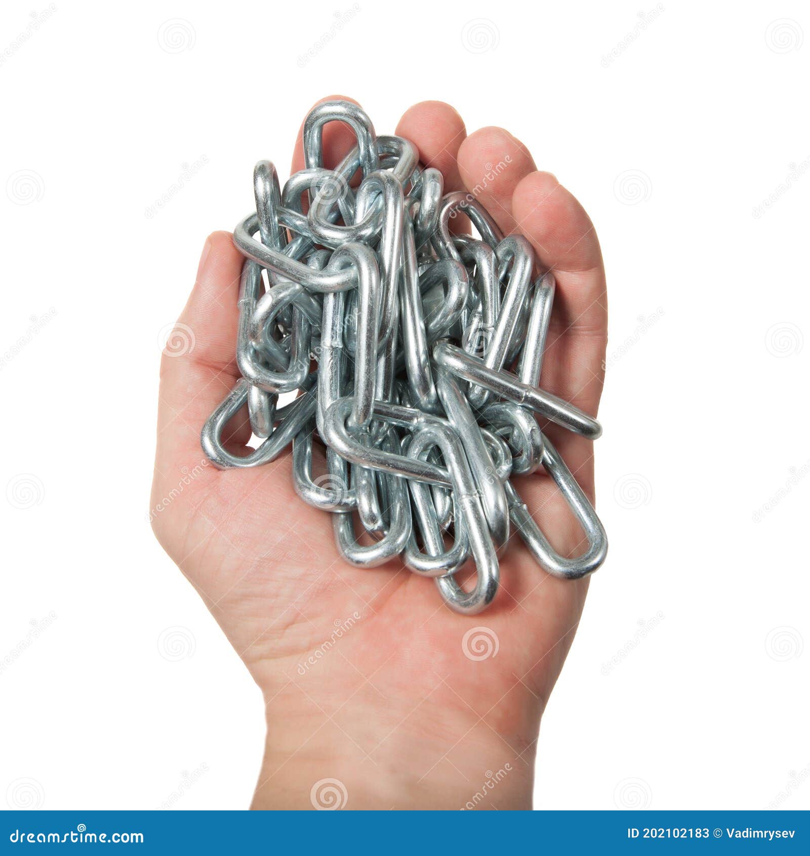 Chain in the Hand Isolated on White Background Stock Image - Image of ...
