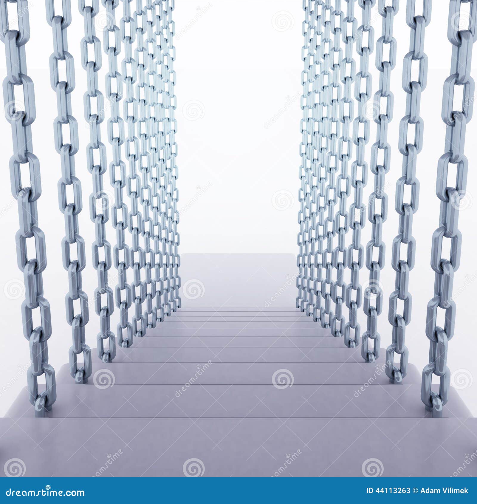 Chain Hanged Staircase Steps on White Stock Illustration - Illustration ...