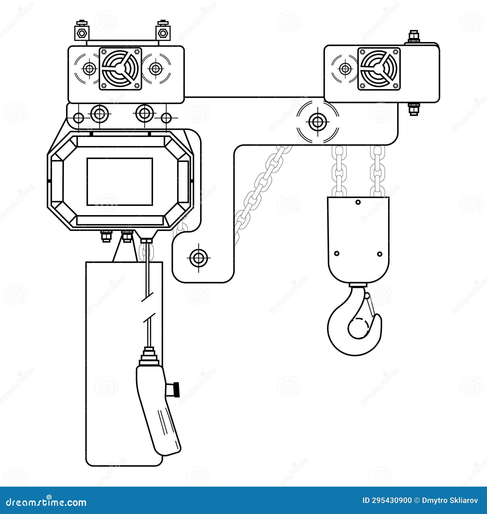 Manual Winch Line Outline Icon Cartoon Vector | CartoonDealer.com ...