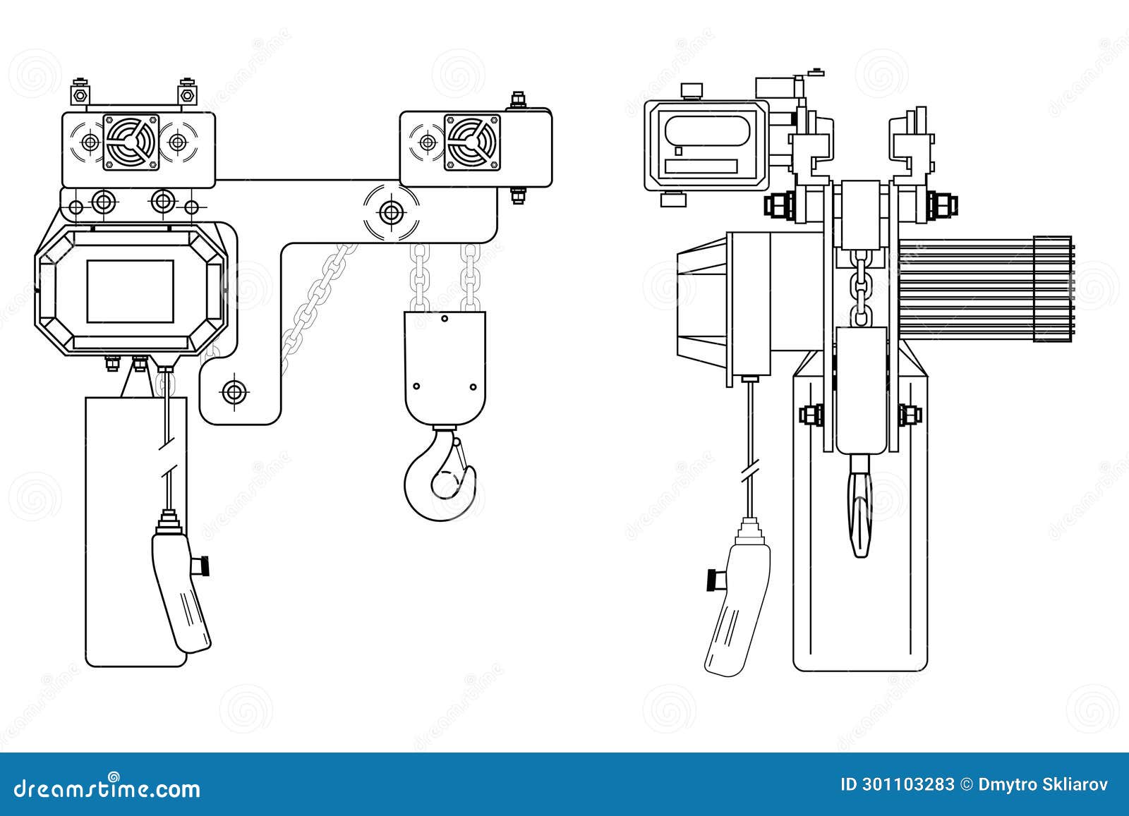 Manual Winch Line Outline Icon Cartoon Vector | CartoonDealer.com ...