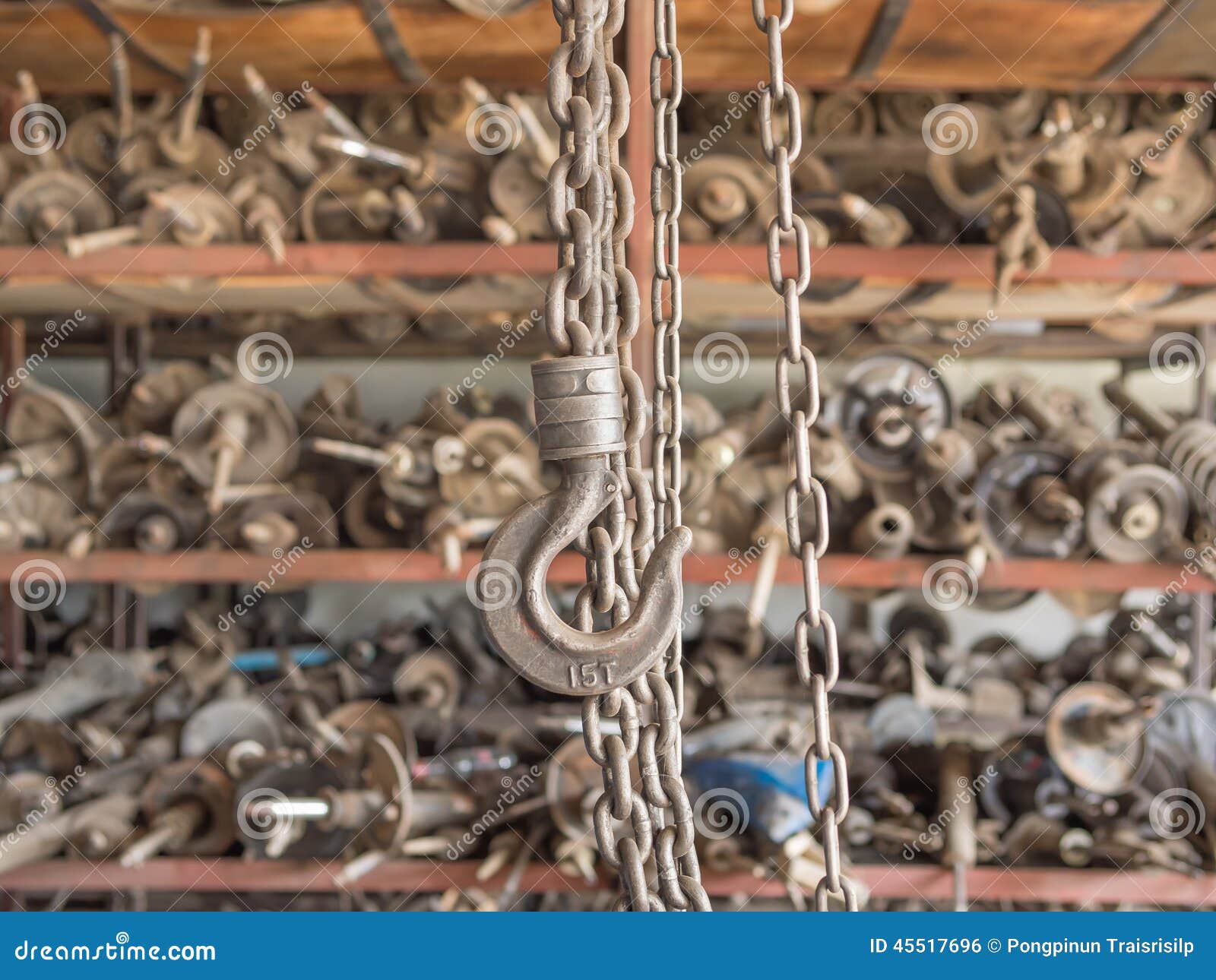 Chain and hook in garage stock photo. Image of iron, industrial - 45517696
