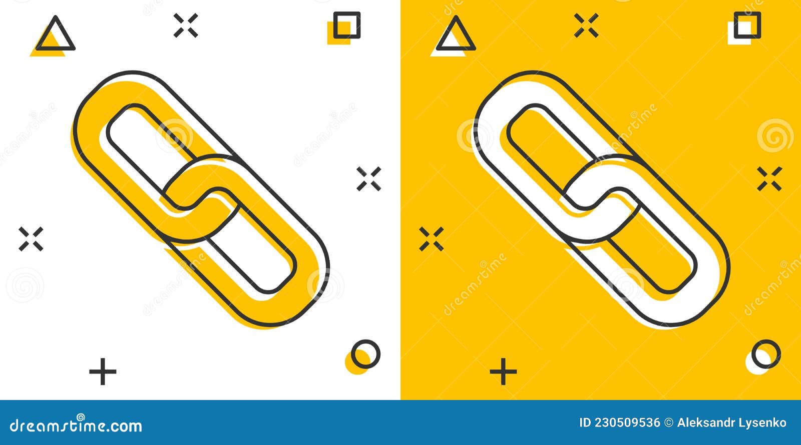 Chain Icon in Comic Style. Network Hyperlink Cartoon Vector ...