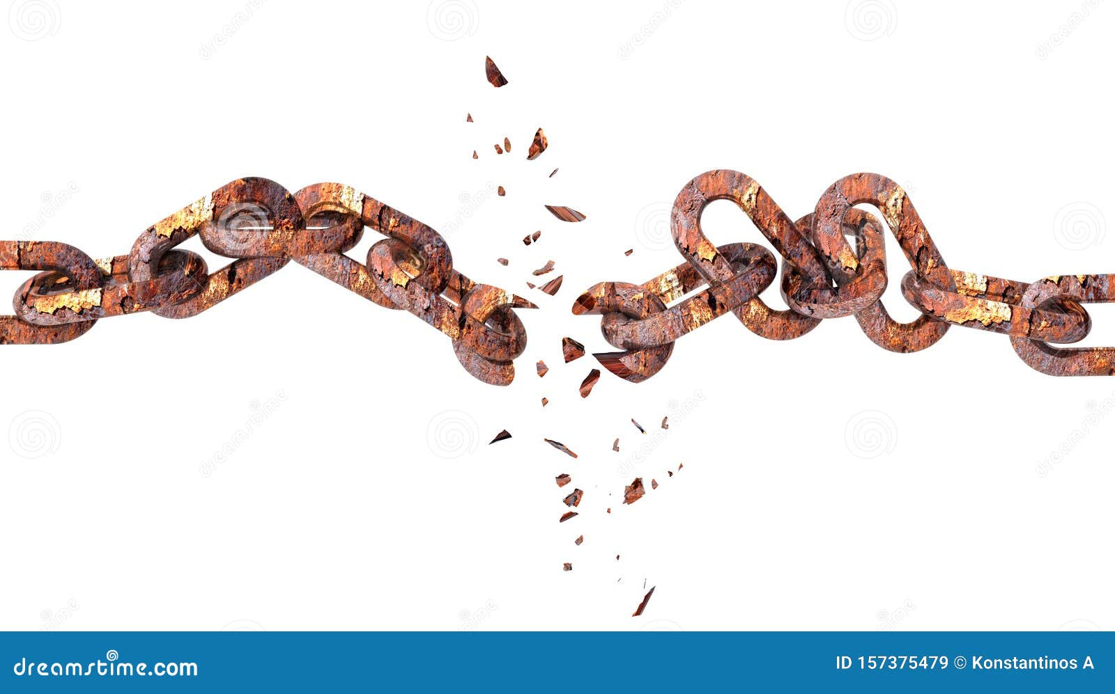 Chain Isolated Rusty Breaking Craccking - 3d Rendering Stock ...