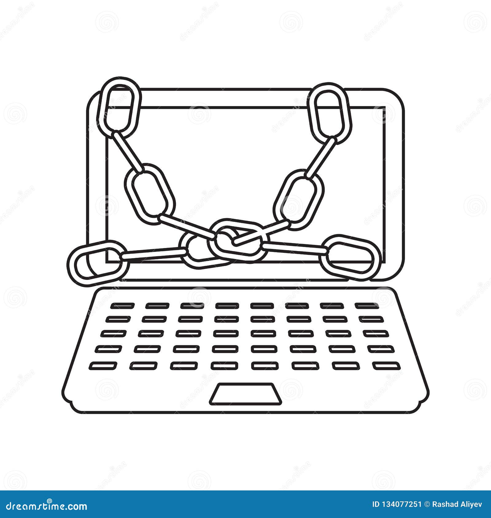 Chain on Laptop Icon. Element of Cyber Security for Mobile Concept and ...