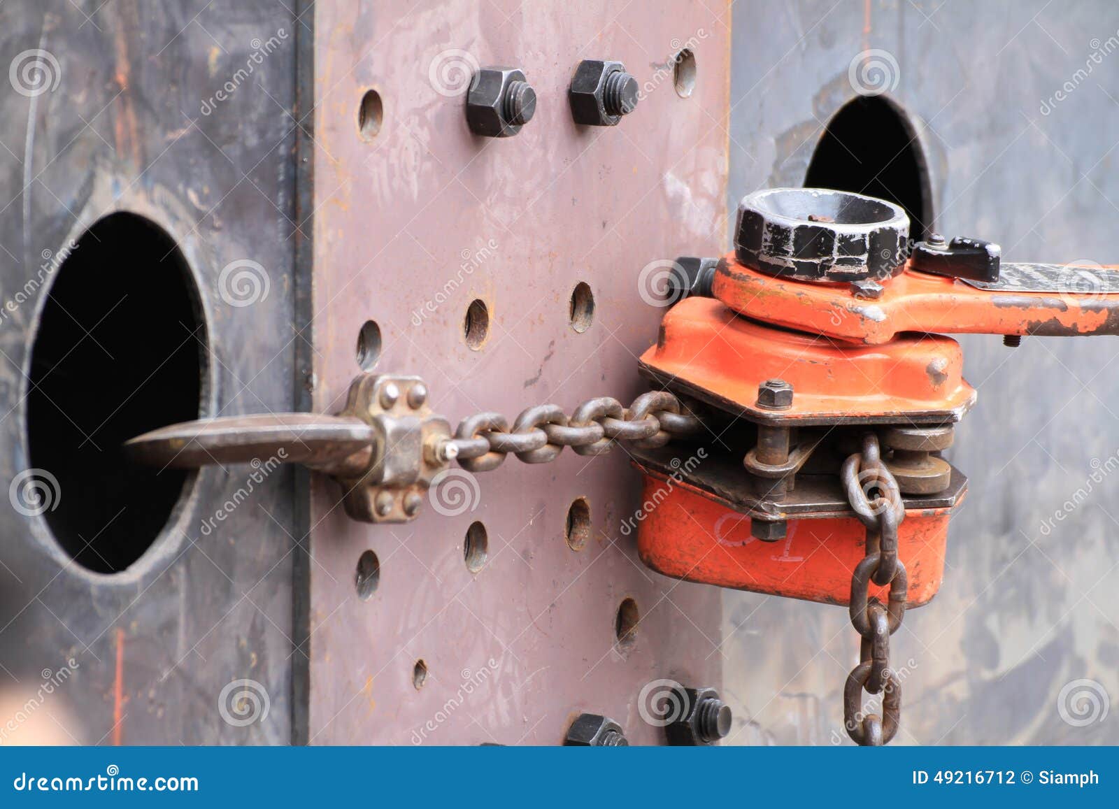 Chain Lever Hoist Fixed Plate Joint for Girder Stock Photo - Image of ...