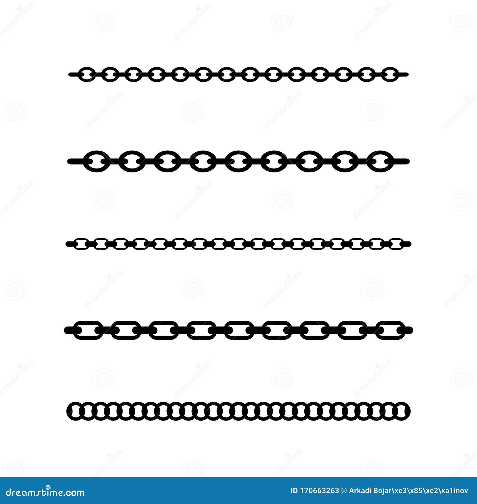 Chain Line Icon, Brushes Included Stock Vector - Illustration of bead ...